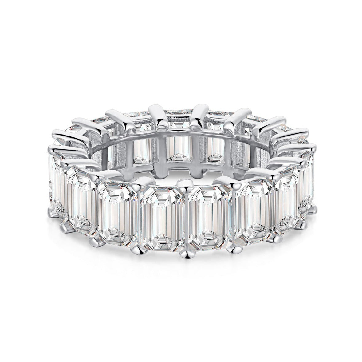 Luxora London | Kaia Emerald Cut Sterling Silver Eternity Band
